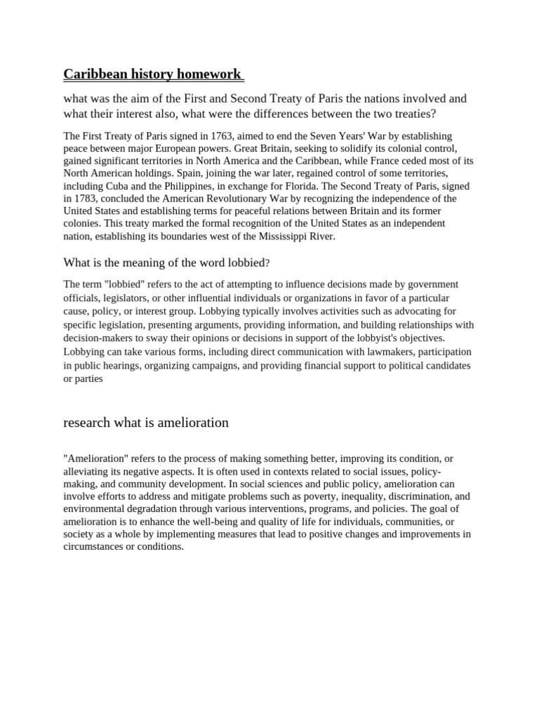 Caribbean History Homework Idek | PDF