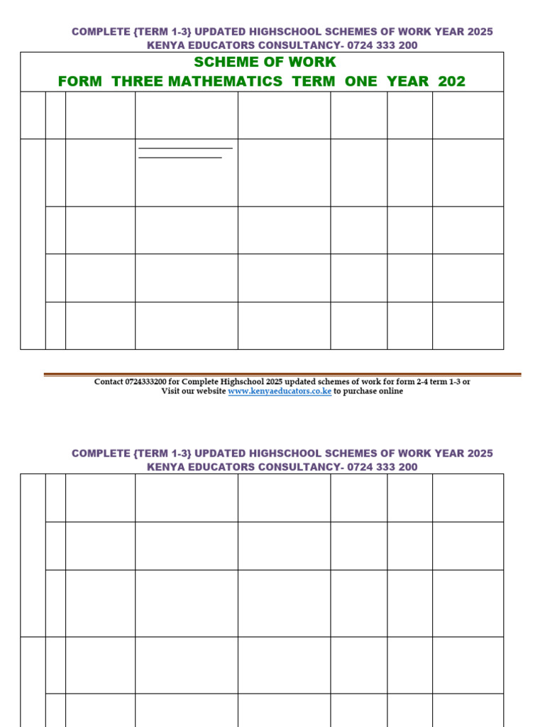 Math F3 2025 Complete Highschool Schemes of Work | PDF | Trigonometry ...