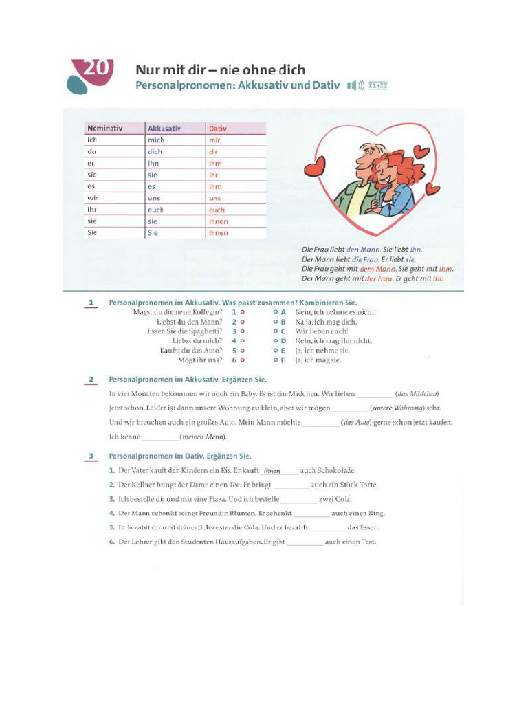 GR - Akt. Th.20 Personalpronomen Akk. Dat. | PDF