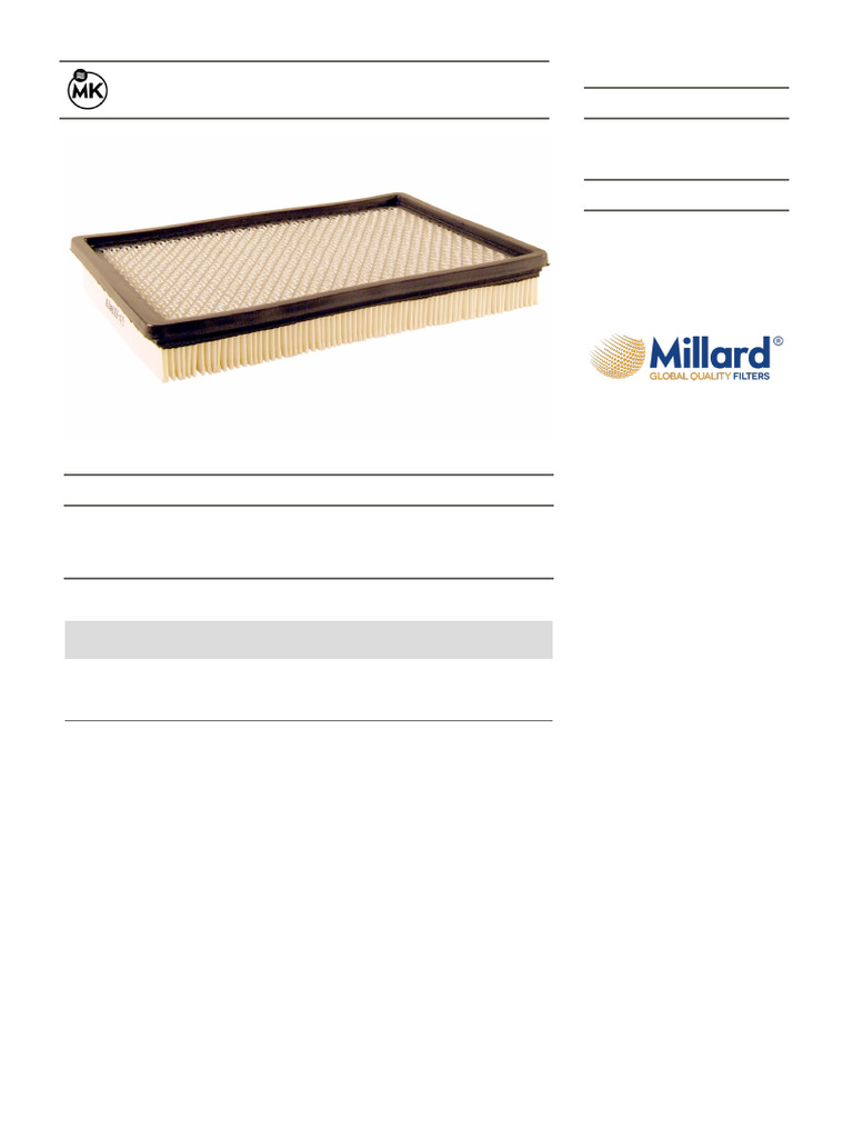Filtro de Aire Millard 6479 para Chevrolet | PDF