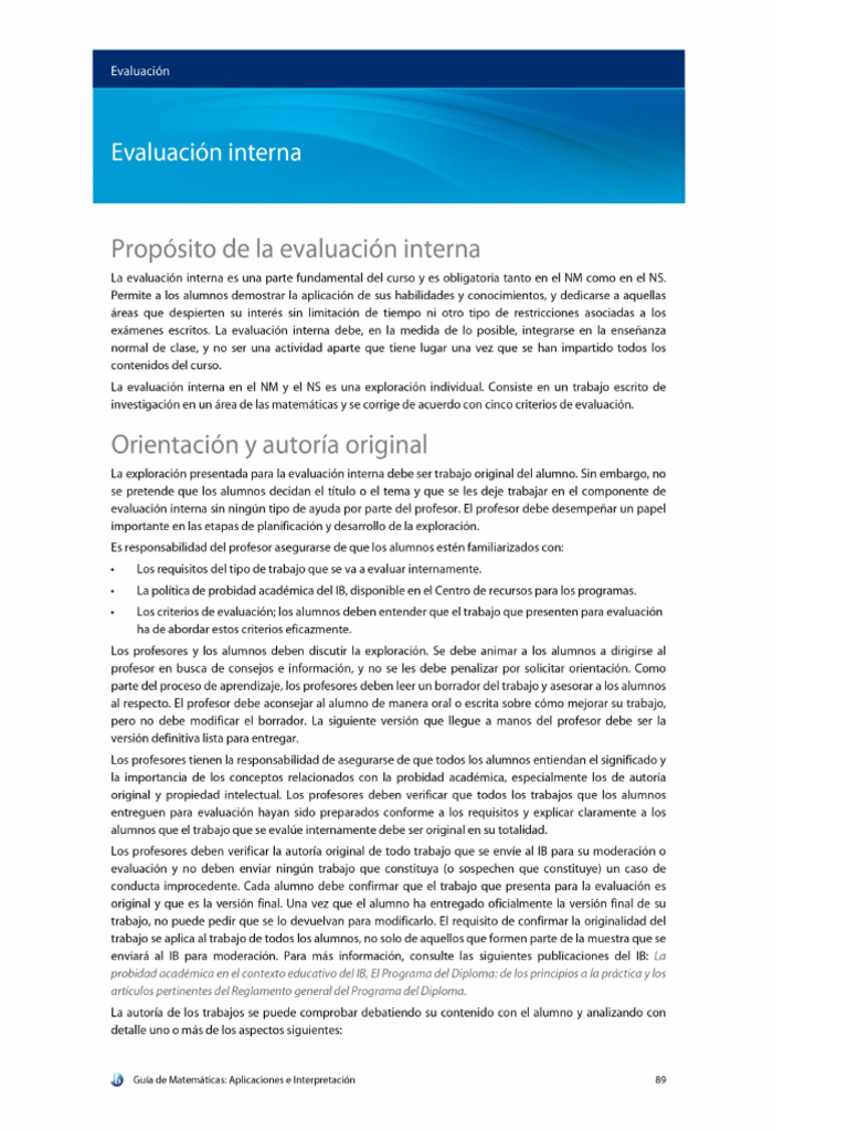 Evaluación Interna | PDF