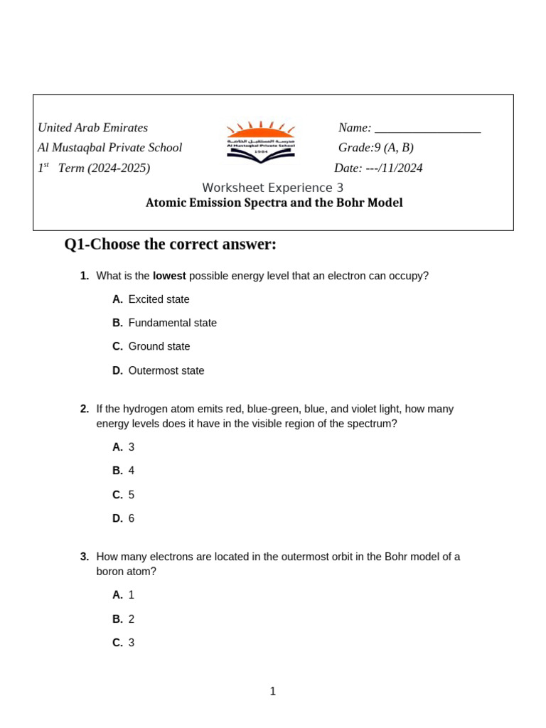 Chem Worksheet 3 | PDF