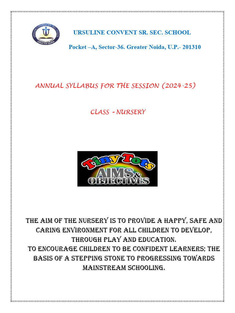 Nursery 2024-25 Yearly Syllabus | PDF