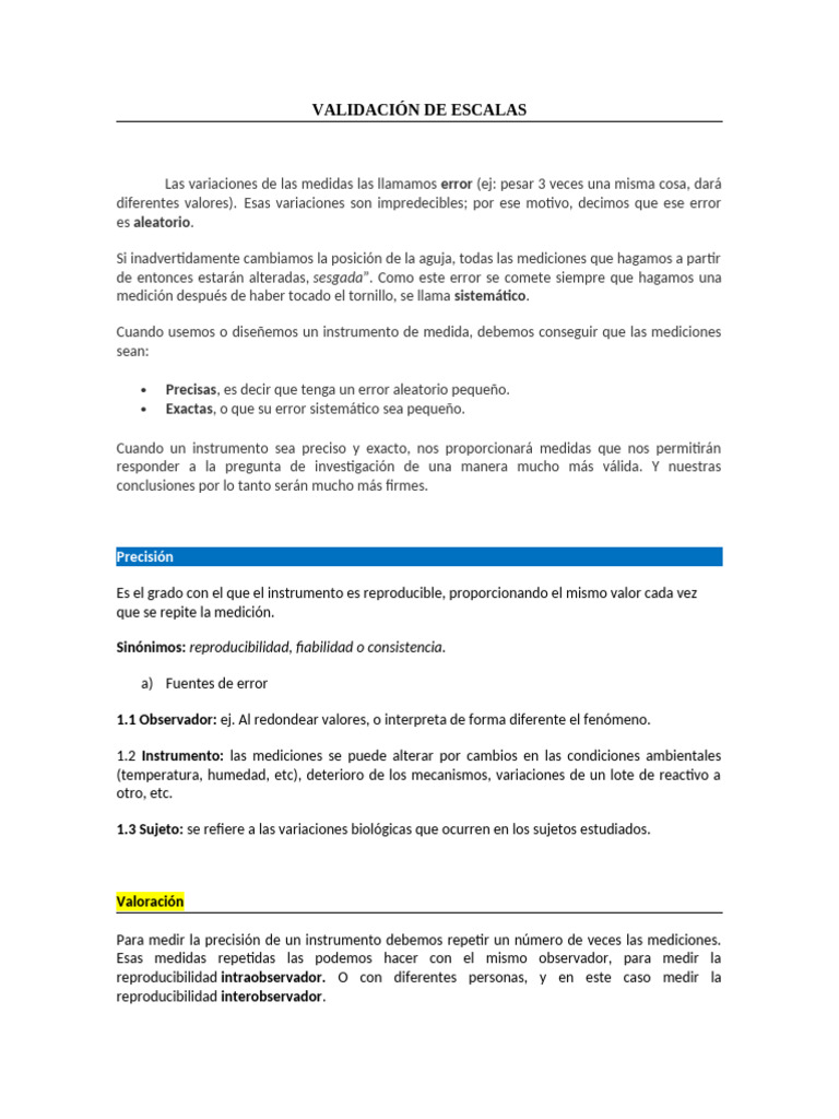 VALIDACIÓN DE ESCALAS | PDF | Validez (Estadísticas) | Medición