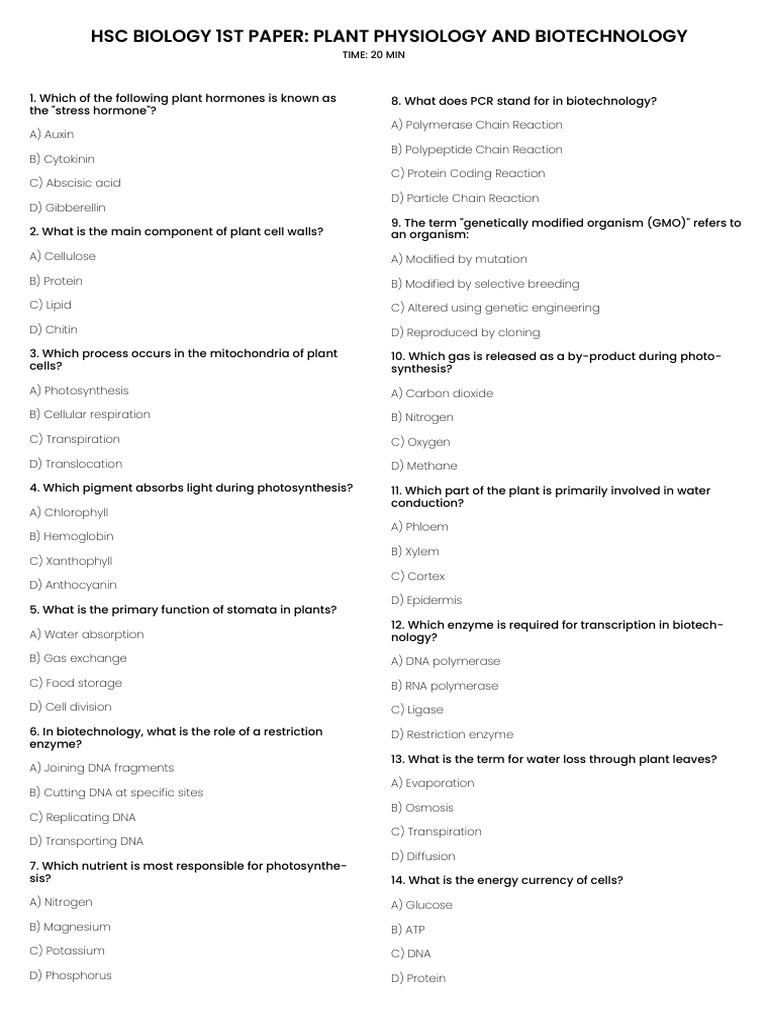 Arnaf_Bio_Test01 | PDF | Plants | Photosynthesis