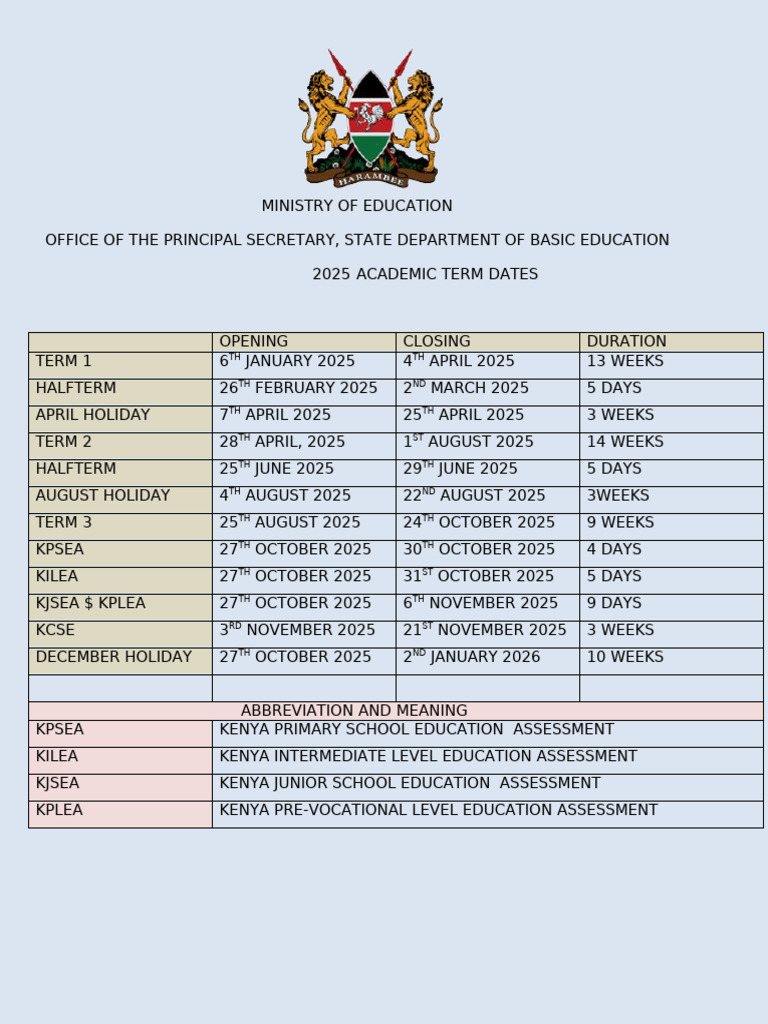 Academic Term Dates | PDF