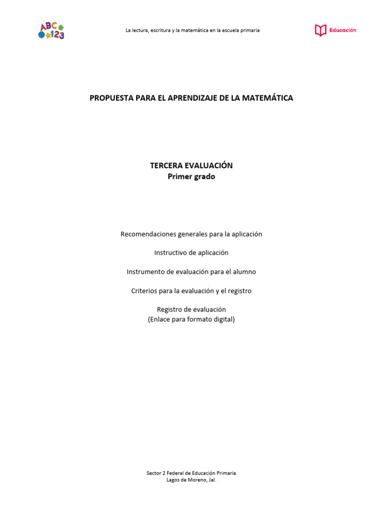 3a Evaluación-Matemáticas-Primer grado | PDF | Evaluación | Educación ...