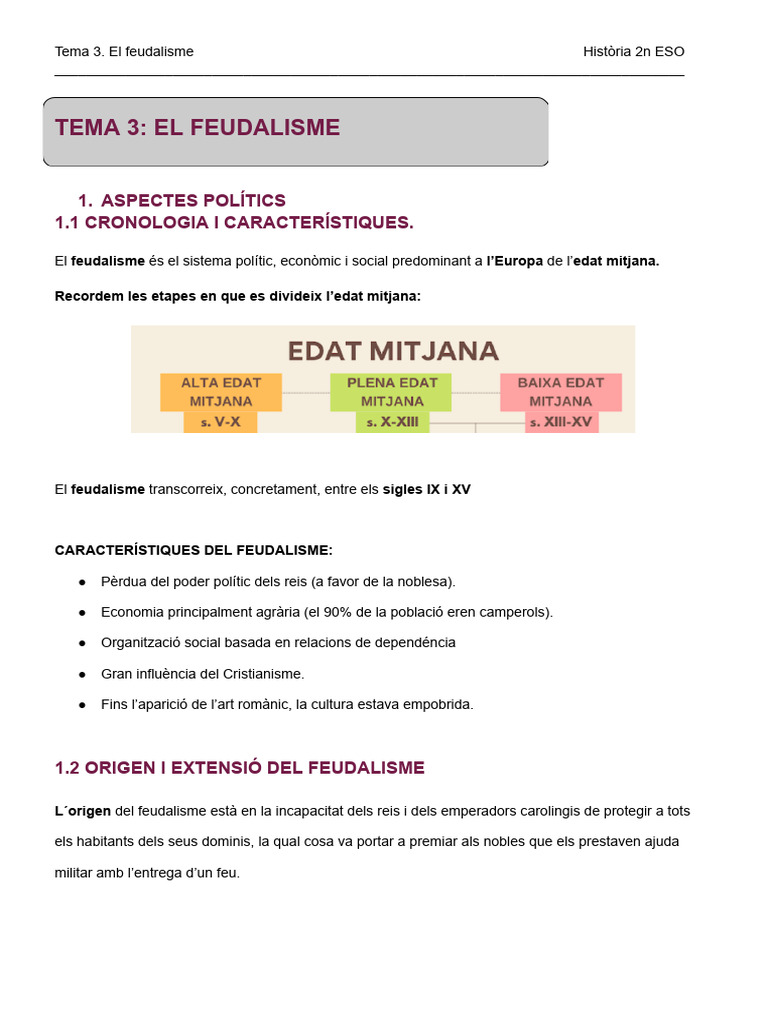 Tema 3 - El Feudalisme - Extendido | PDF