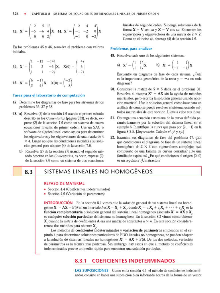 Sist. Ec. Dif. Homogenea - Capitulo 8 | PDF