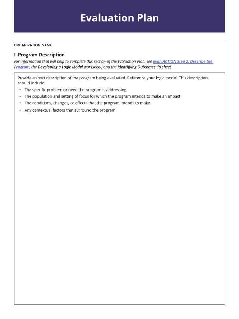 Evaluation Plan Template | PDF | Evaluation | Data Analysis