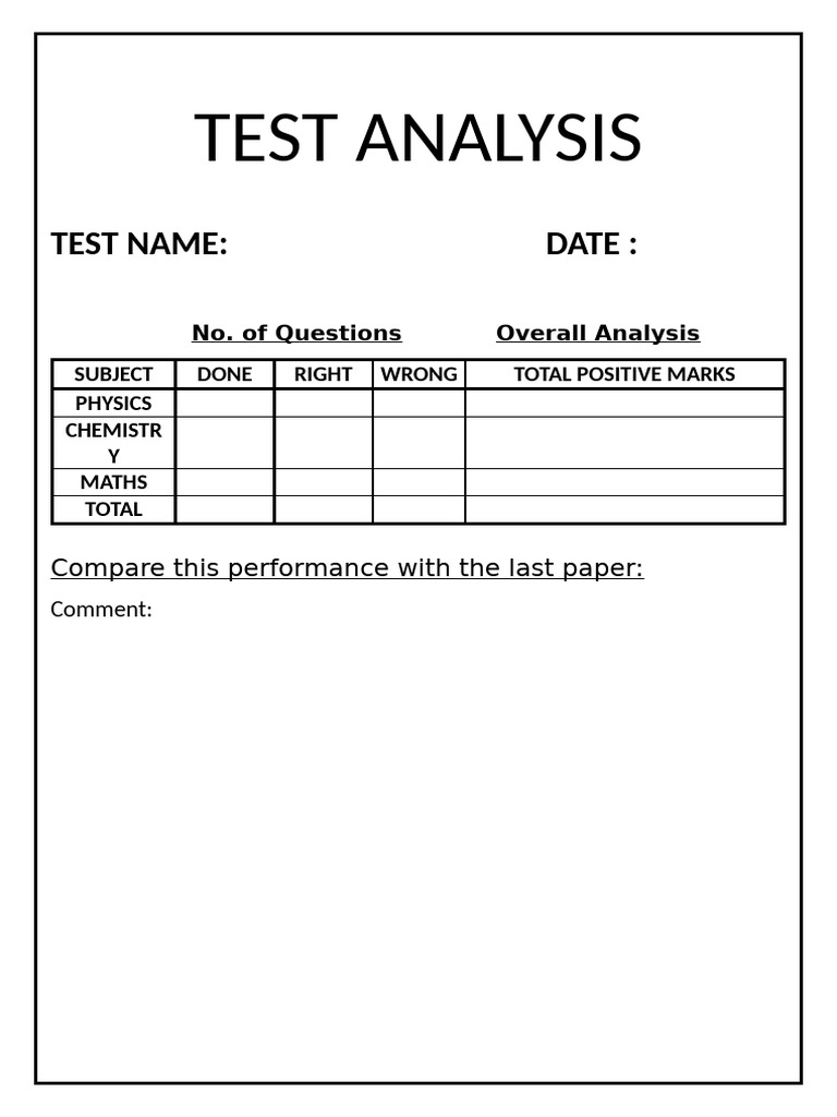 Test Analysis Blueprint | PDF