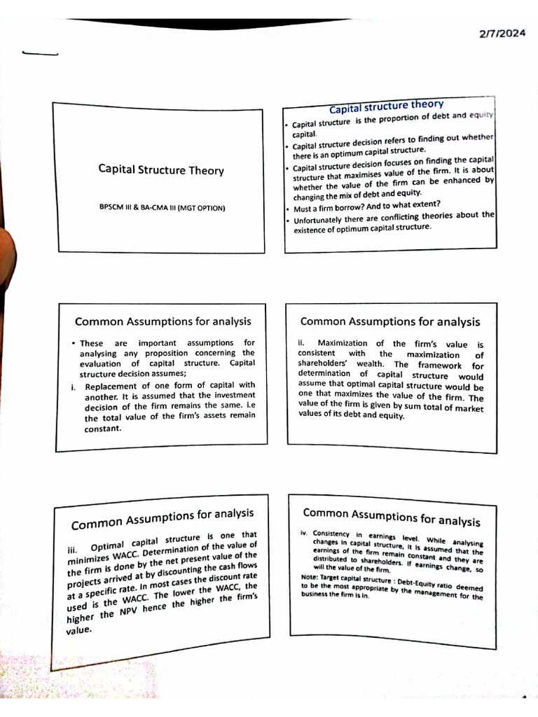 CAPITAL STRUCTURE THEORY | PDF
