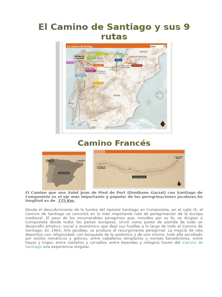 El Camino de Santiago - Todas Las Rutas | PDF | Camino de santiago ...