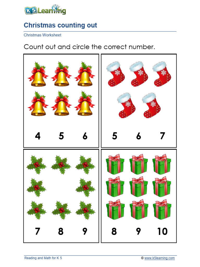 Christmas Counting Worksheet K-5 | PDF