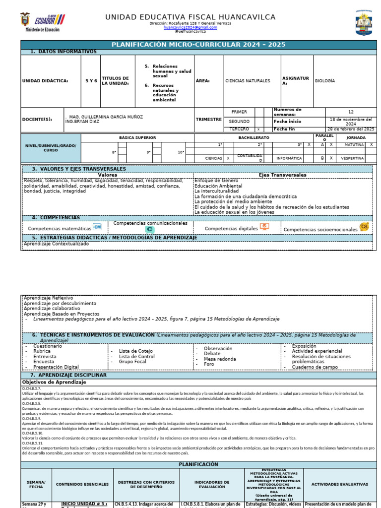 Planif 3erobach Quimica 5 y 6 | PDF | Sustentabilidad | Biodiversidad