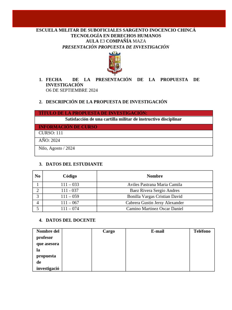 Propuesta de Investigacion | PDF | Militar | Disciplinas