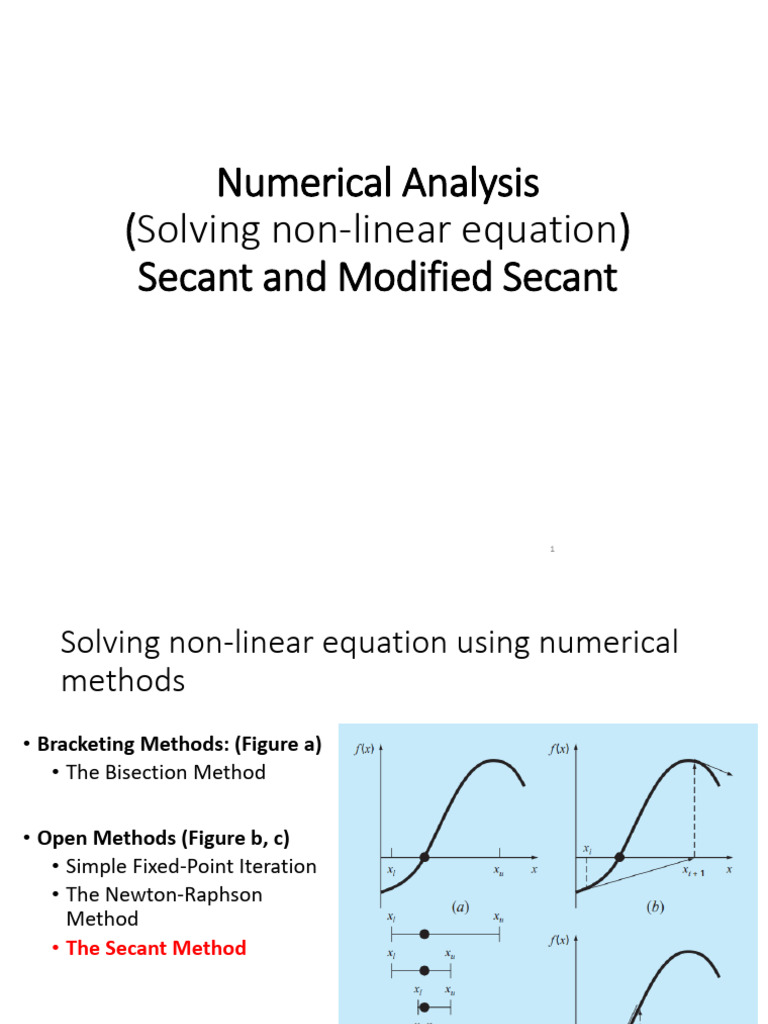 Lecture 5 Solving Non Linear Equations Open Methods Secant Pdf Computational Science