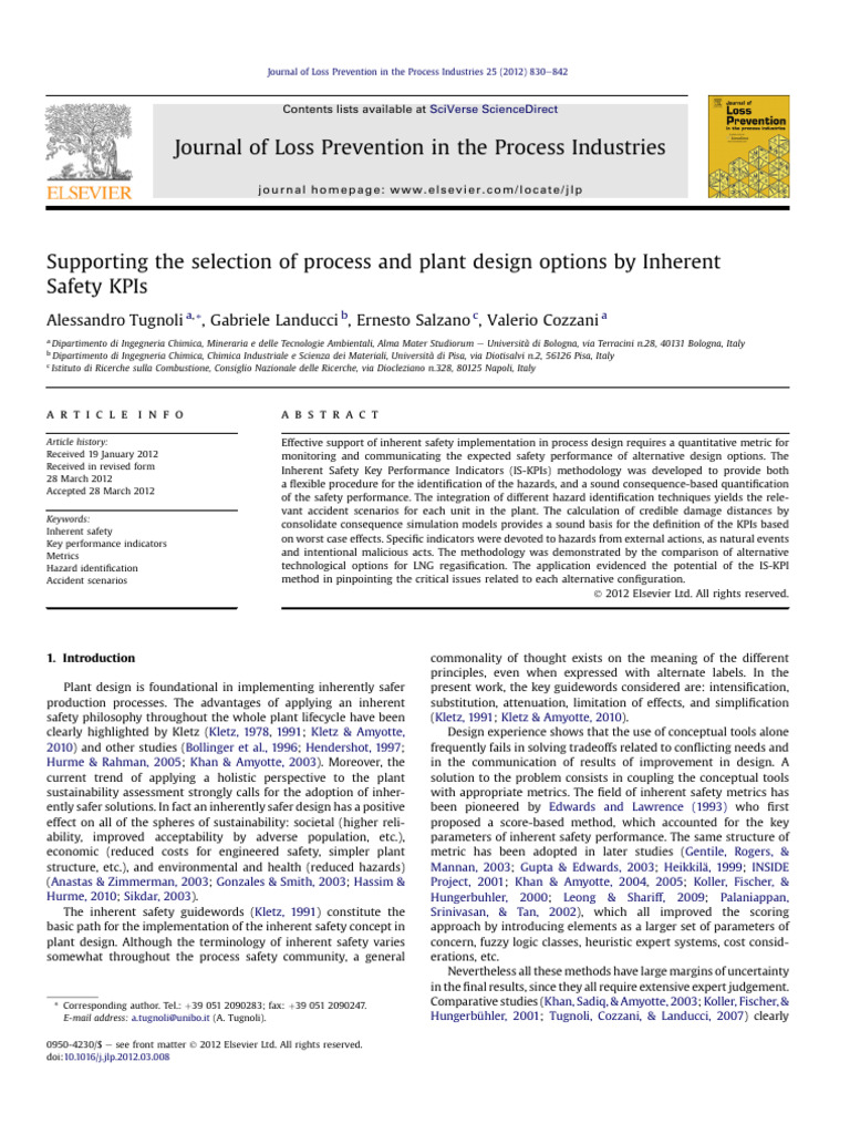 Inherent Safety KPIs for Process Design | PDF | Liquefied Natural Gas