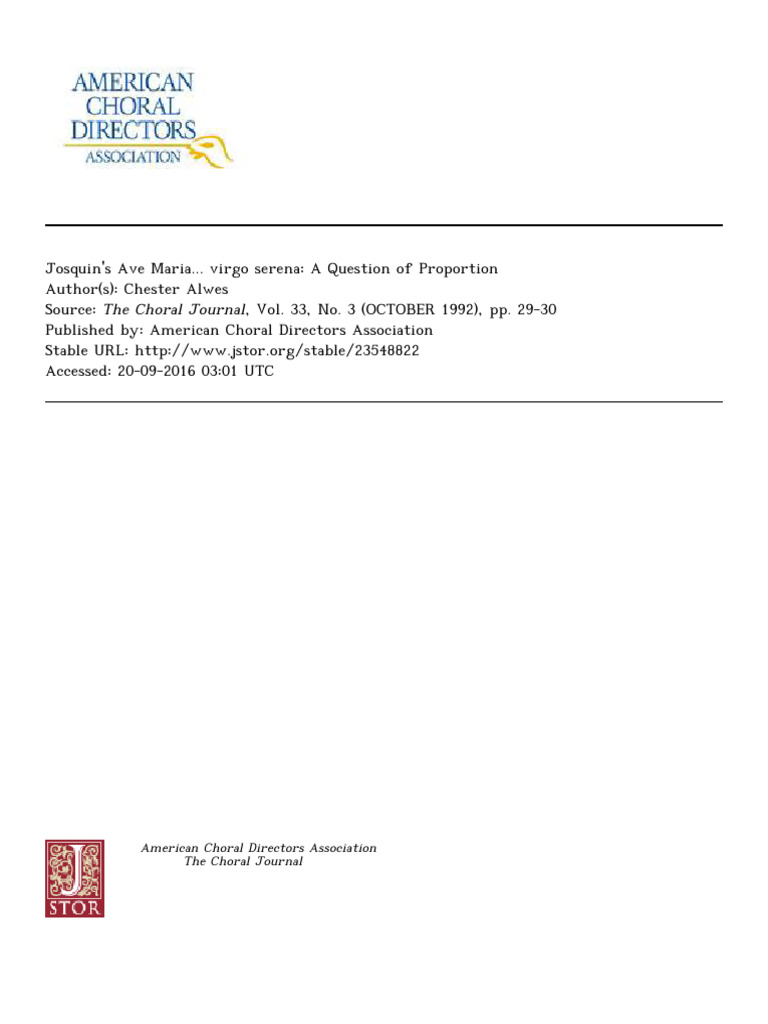 Josquin's Ave Maria: Proportion Analysis | PDF | Elements Of Music ...