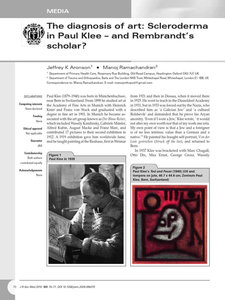 The Diagnosis of Art: Scleroderma in Paul Klee - and Rembrandt's ...