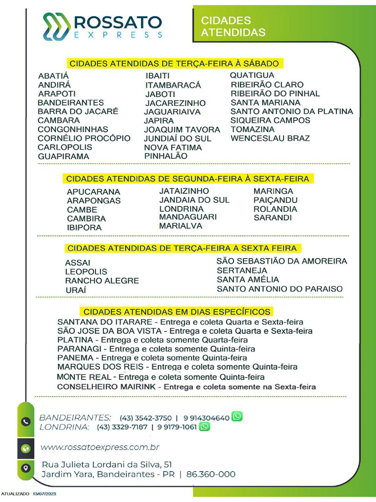 Cidades Atendidas 2023-2024 | PDF