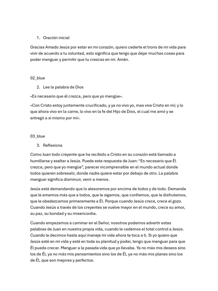 Menguar para que Jesús crezca en ti | PDF