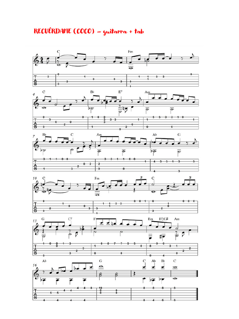 Recuérdame (Coco) | PDF