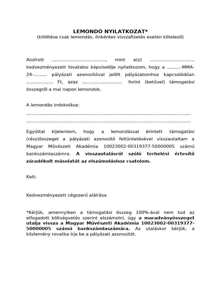 Lemondó Nyilatkozat 2024 | PDF