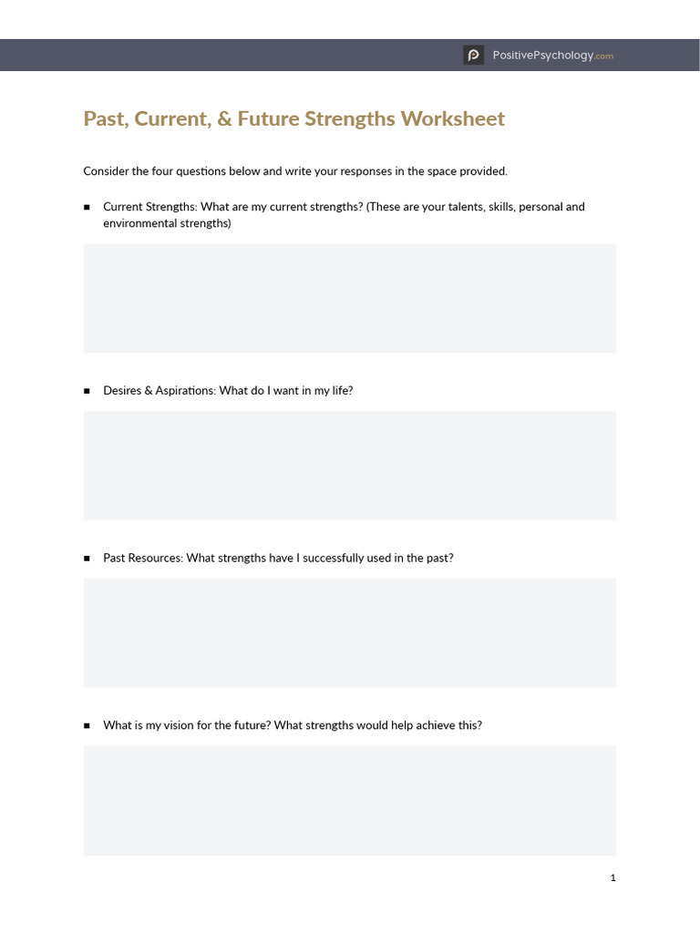 Past Current Future Strengths Worksheet | PDF