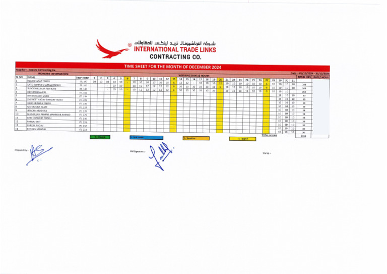 Timesheet Dec-2024 | PDF