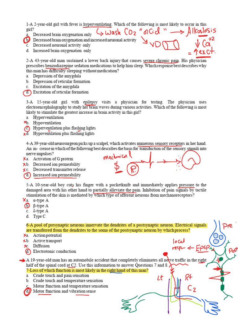 Physio by DR - El-Sherif (CNS) (MCQ) - 1 | PDF | Glaucoma | Neuron