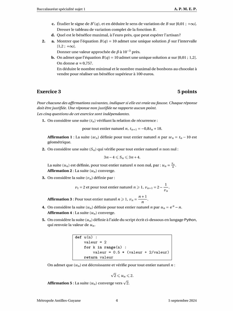 BAC Maths Français 2 | PDF