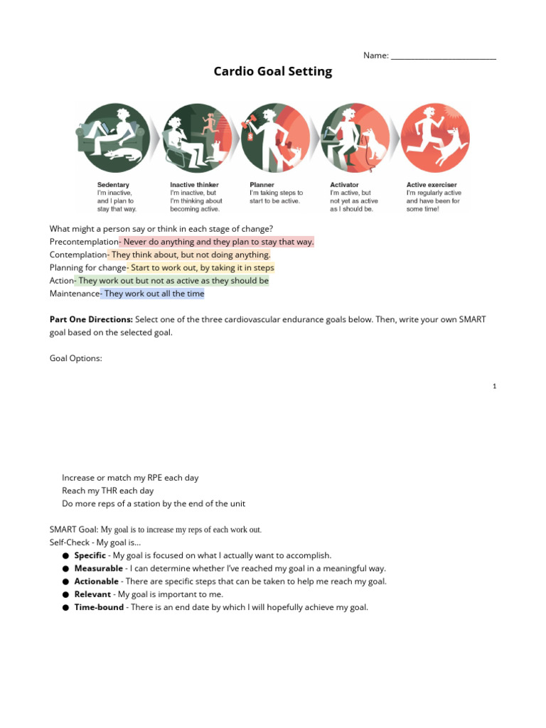 3 - Cardio Goal Setting & Planning | PDF | Goal | Goal Setting