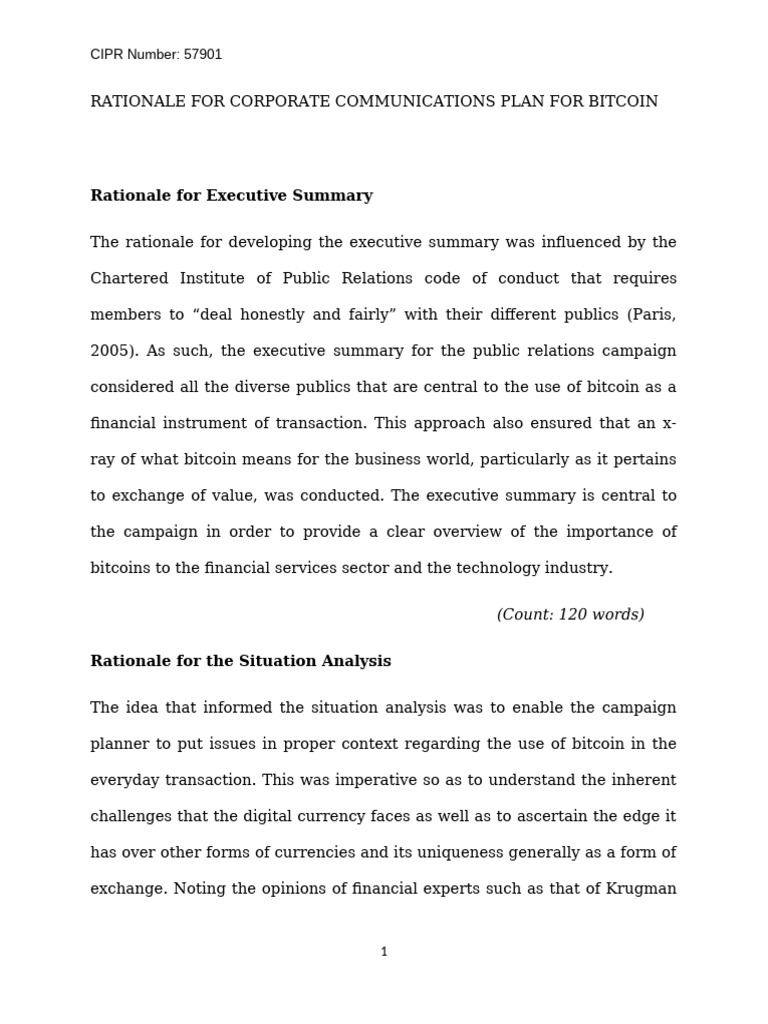 Rationale For Corporate Communications Plan For Bitcoin | PDF | Bitcoin ...