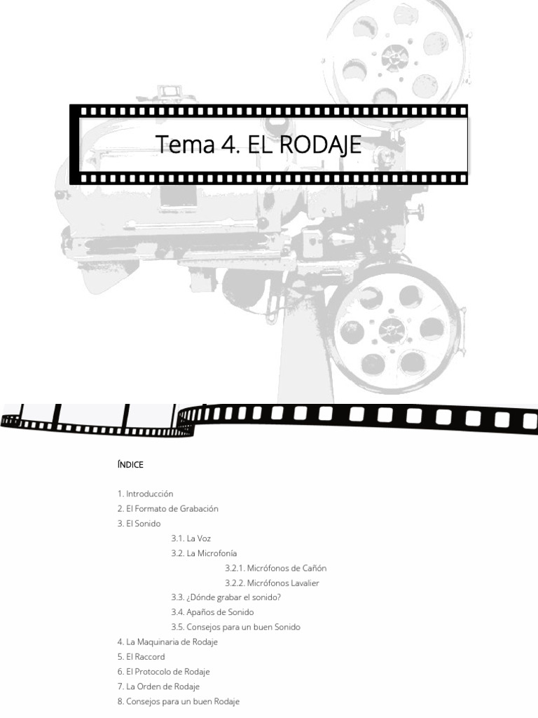 Guía Completa del Rodaje Cinematográfico | PDF