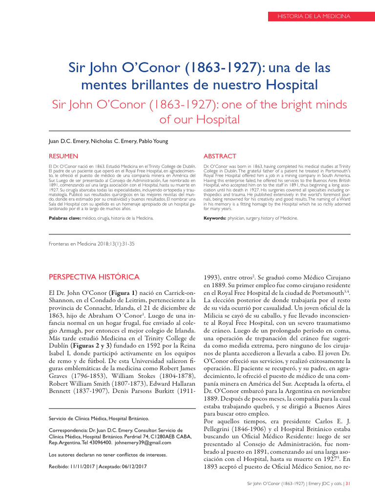 Sir John O Conor Fronteras 14800310035 | PDF | Cirugía | Medicina