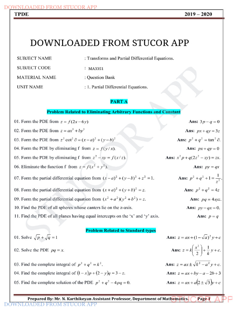 Stucor Ma3351-Ed | PDF | Fourier Series | Partial Differential Equation
