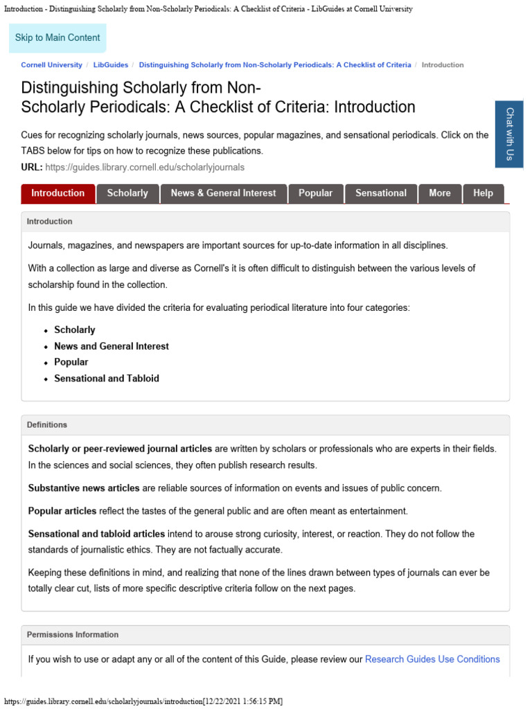 Ref 1 Distinguishing Scholarly From Non-Scholarly Periodicals A ...