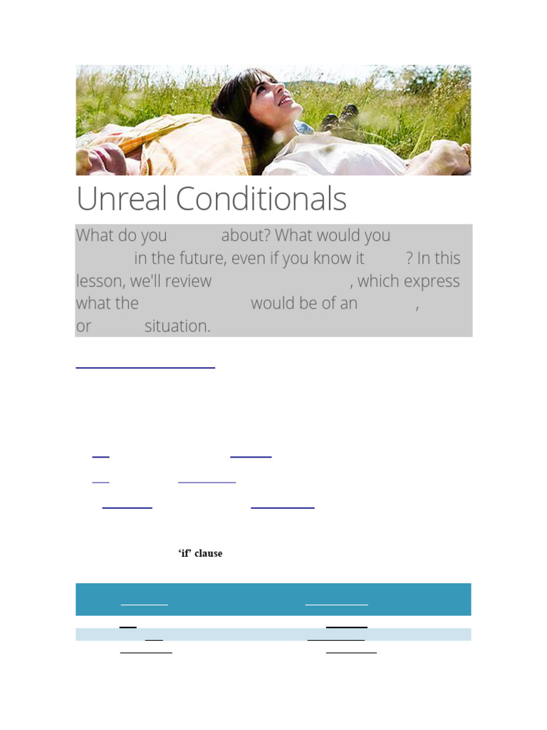 7.9 Unreal Conditionals | PDF | Sentence (Linguistics) | Syntax