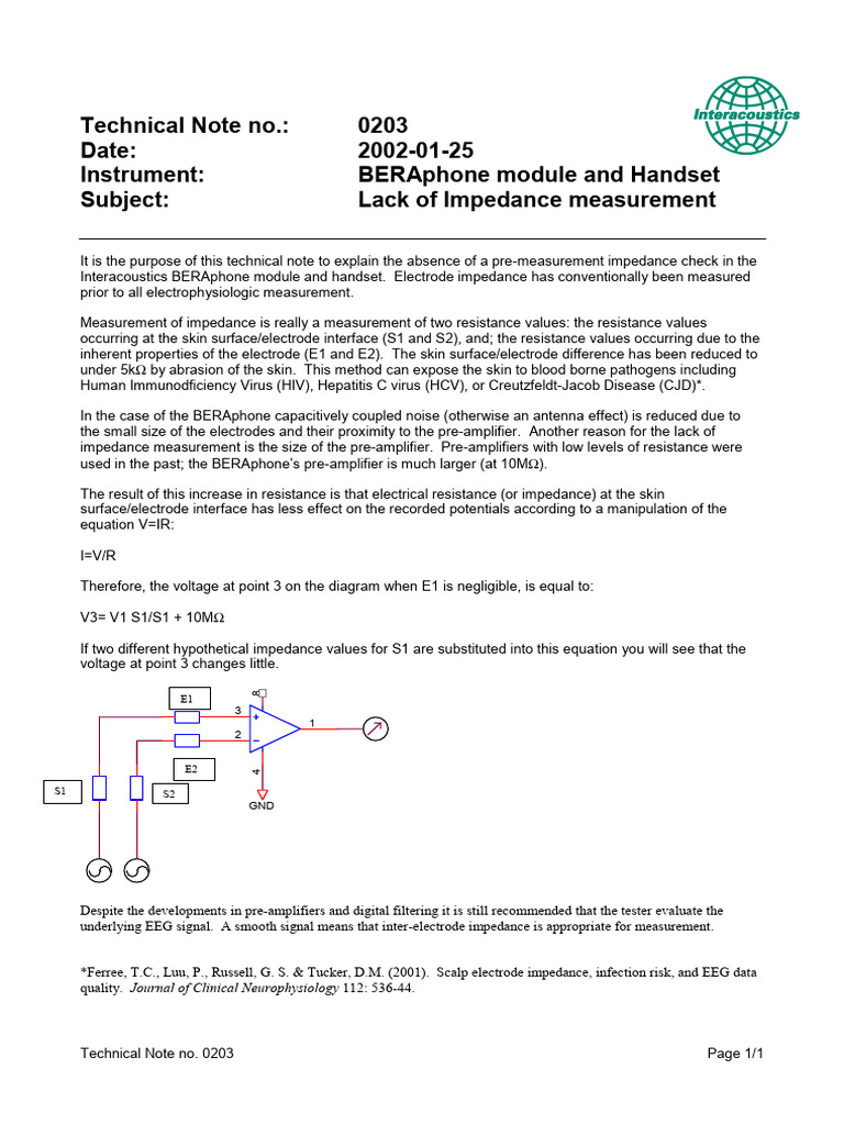 BERAphone Impedance Measurement Issues | PDF | Electrical Impedance ...