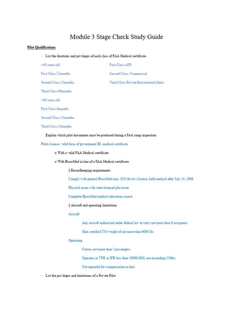 Module 3 Stage Check Study Guide | PDF | Visual Flight Rules ...
