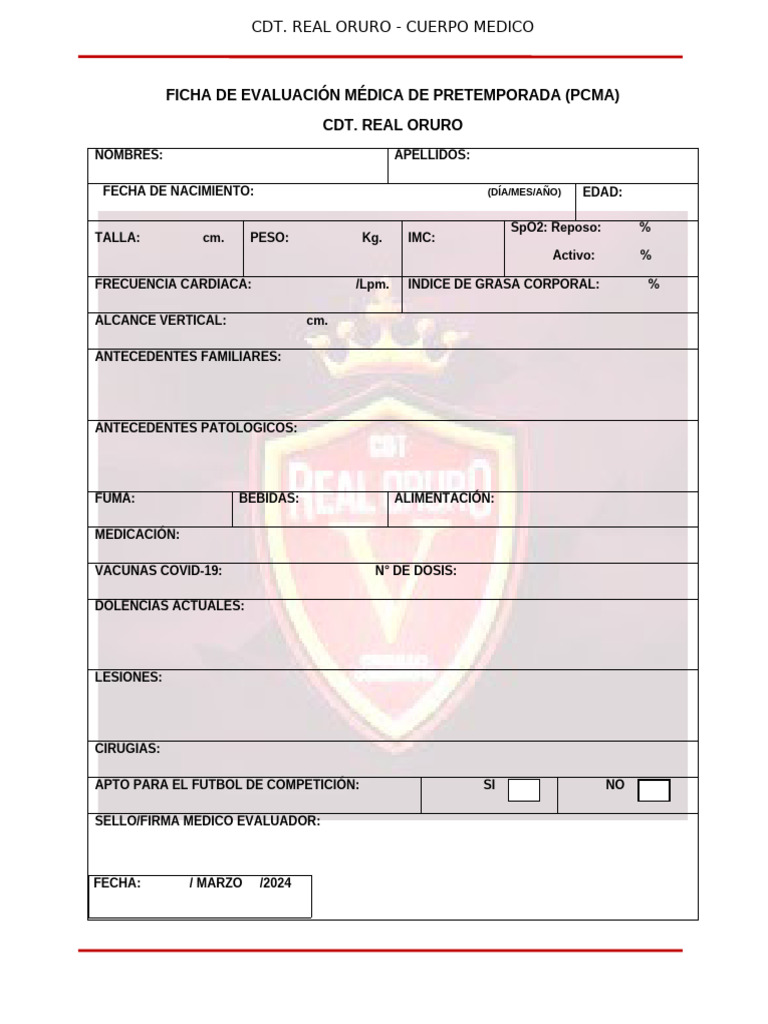 Ficha Real Oruro | PDF