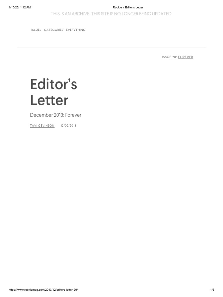 Rookie Editor's Letter | PDF