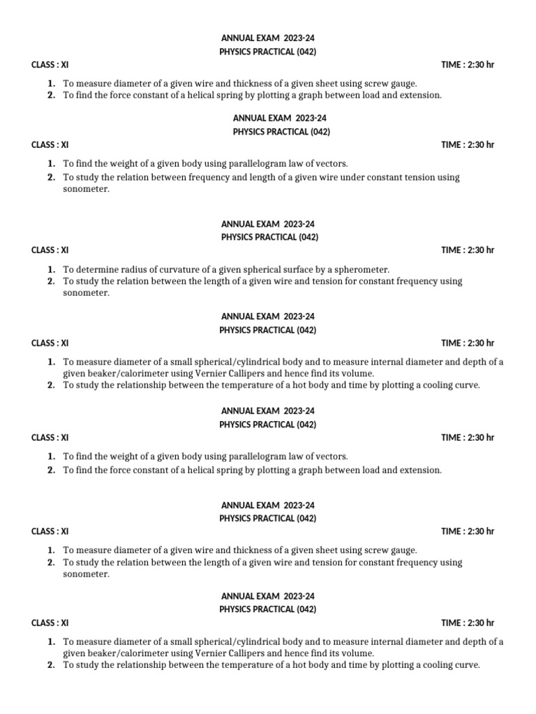 Class 11 Annual Practical | PDF | Sphere | Helix