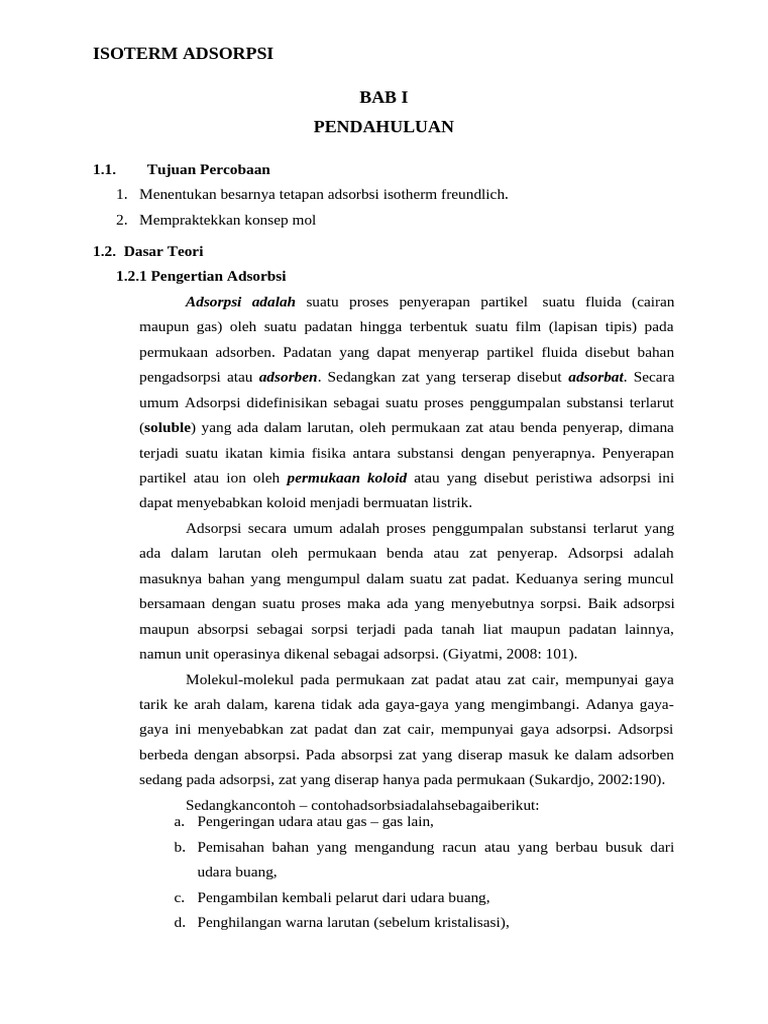 Laporan ISOTERM ADSORPSI | PDF