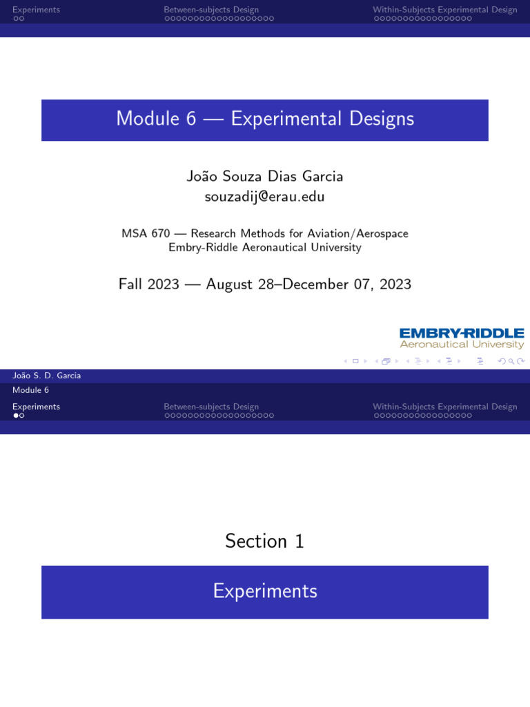 MSA_670_-_M6_Slides_-_2023_Fall | PDF | Experiment | Design Of Experiments