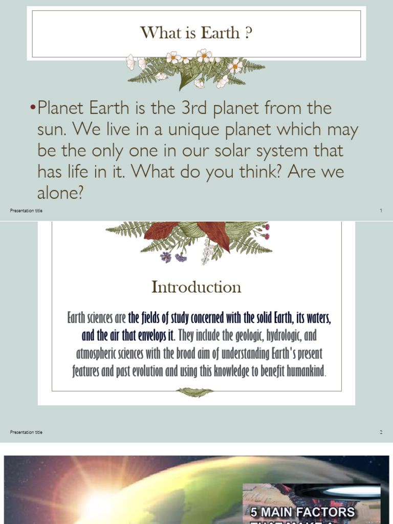 Characteristics of Earth Sustain Life | PDF | Earth | Sun
