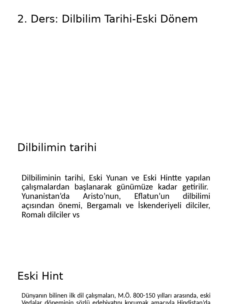 Ders: Dilbilim Tarihi-Eski Dönem | PDF