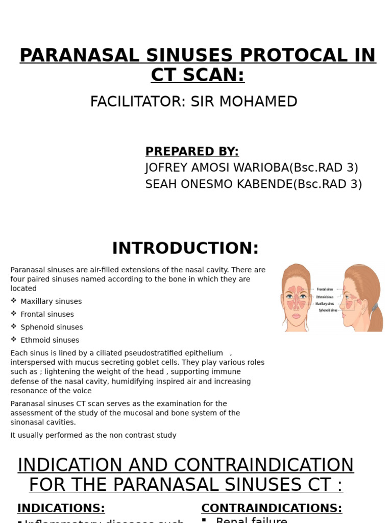 Paranasal Sinuses CT Protocol Guide | PDF | Ct Scan | Medical Specialties