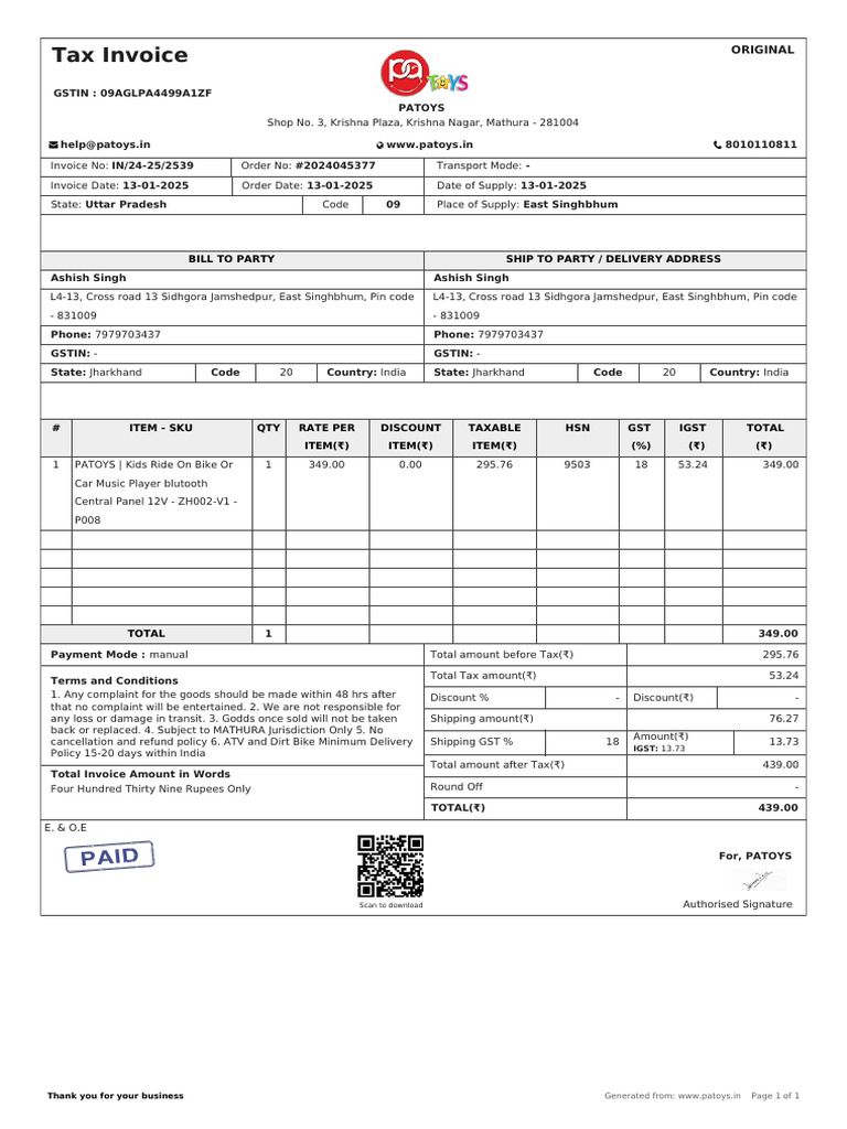 invoice_original_5377 | PDF | Taxes | Payments